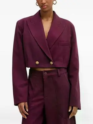 HAVEONE Double-breasted Cropped Jacket - Purple