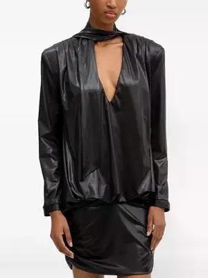 HAVEONE Pussy-bow Draped Midi Dress - Black