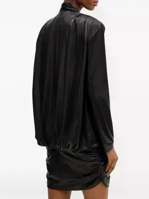 HAVEONE Pussy-bow Draped Midi Dress - Black