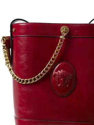 Versace Pivot Small Leather Bucket Bag