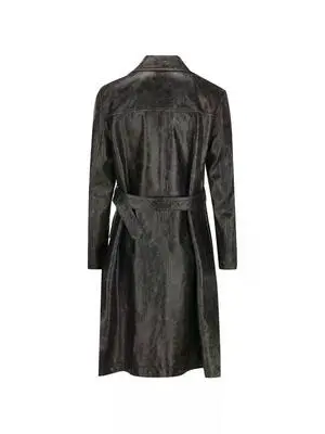Fendi Crackled Leather Trench Coat