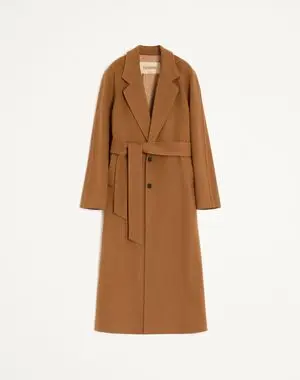 Valentino Garavani Light Wool Drap Coat With Belt