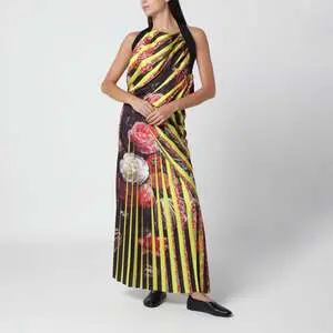 Dries Van Noten Long Striped Dress With Floral Pattern - Multicolor