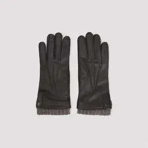 Canali Leather Deerskin Gloves - Black