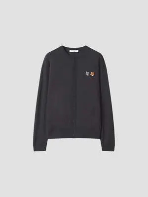 Maison Kitsuné Double Fox Head Comfort Cardigan - Anthracite
