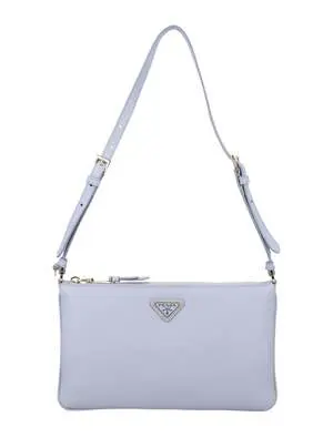 Prada Leather Pouch Shoulder Bag 14 Cm X 24.5 Cm - Opaline