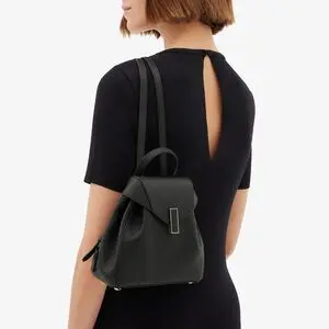 VALEXTRA Iside Mini Leather Backpack - Black