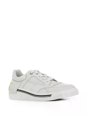 Fendi Fender Panelled Leather Sneakers - White