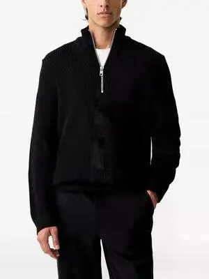 Marc O'polo Ribbed-knit Half-zip Sweater - Black