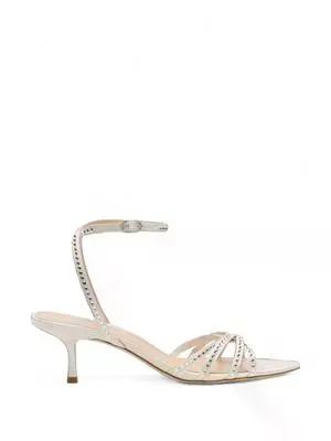STUART WEITZMAN Carlyle Crystal-embellished Satin Sandals - White