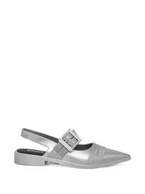 Melissa Ladylike Buckle-fastening Pointed-toe Ballet Flats - Silver
