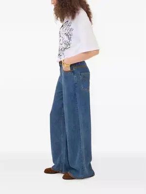 OTTOD'AME Embroidered Wide-leg Jeans - Blue