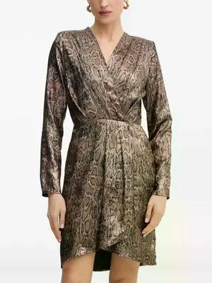 MORGAN Snake-print Wrap-style Mini Dress