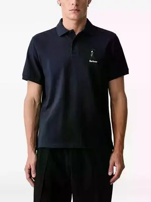 Barbour Logo-embroidered Piqué Polo Shirt - Blue