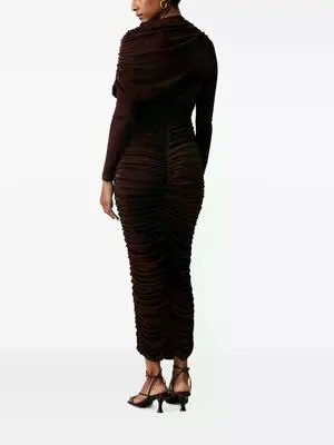 Bardot Ruched Draped-detail Dress