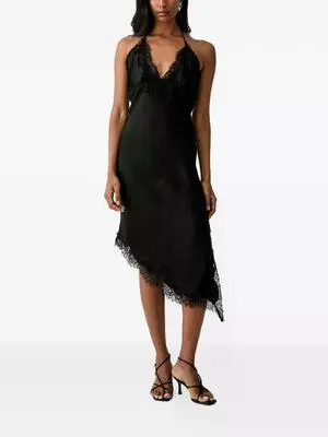 Bardot Lace-trim Asymmetric Dress