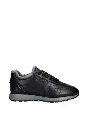 BALDININI Shearling-lined Grained Leather Sneakers - Black