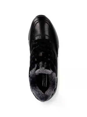 BALDININI Shearling-lined Grained Leather Sneakers