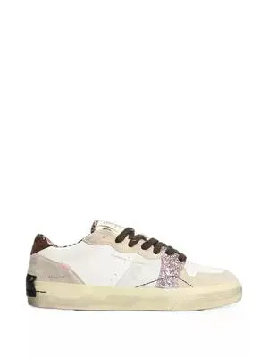 CRIME LONDON Playoff Glitter-panel Leopard-print Sneakers - White
