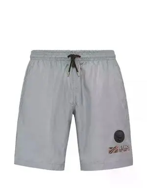 PLEIN SPORT Logo-patch Drawstring Swim Shorts - Blue