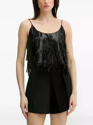 HAVEONE Sequin-embellished Fringed Top - Black