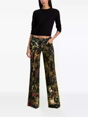 Alice + Olivia Roxie Embroidered Embellished Jeans