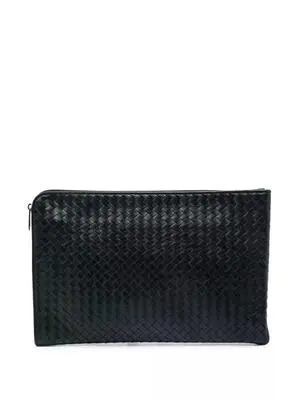 Bottega Veneta 2012-2026 Nappa Intrecciato Portfolio Flap Clutch Bag - Black