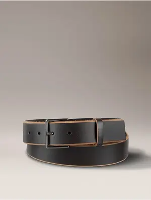 Calvin Klein Raw Edge Leather Belt - Brown