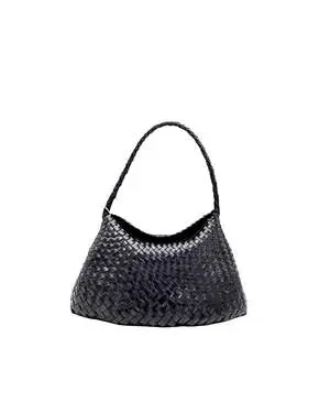 Dragon Diffusion Woven Leather Hobo Shoulder Bag - Black
