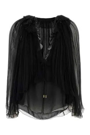 Alberta Ferretti Silk Crepe Blouse - Black