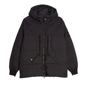 Stone Island Crinkle Reps Hooded Down Jacket - Black