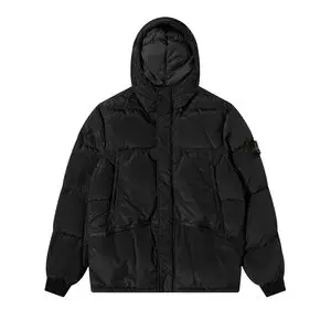 Stone Island Logo Patch Real Down Jacket - Black