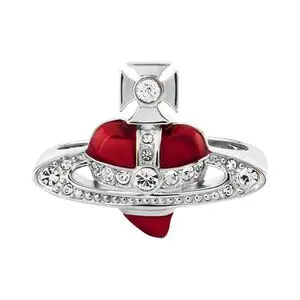 VIVIENNE WESTWOOD New Diamante Heart Ring 'crystal/indian Pink - Silver