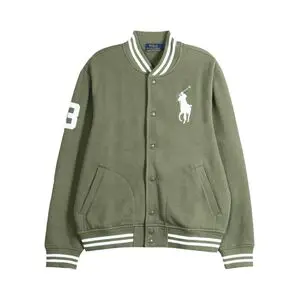 Polo Ralph Lauren Long Sleeve Seasonal Fleece Big Pony Jacket 'olive/white - Green