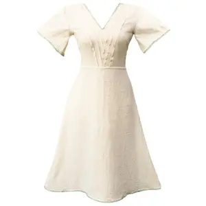 JIWYA Neutrals Dhara A-line Cotton Dress - Beige