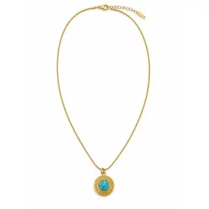 NUVV COLLECTION Turquoise Medallion Pendant Necklace - Gold