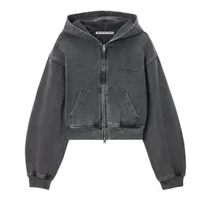 Alexander Wang Allover Hotfix Zip-up Hoodie 'washed Asphalt - Grey