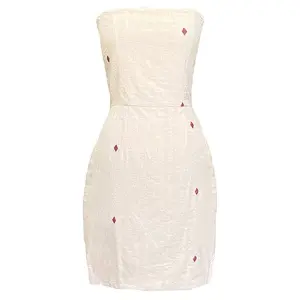 JIWYA Neutrals Moti Corset Khadi Cotton Dress - Beige