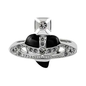 VIVIENNE WESTWOOD New Diamante Heart Ring 'crystal/black