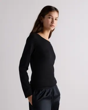 Quince Cashmere Silk Sparkle Wide Neck Sweater
