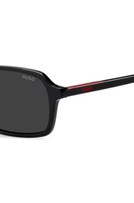 Hugo Black Acetate Sunglasses With Red Trim