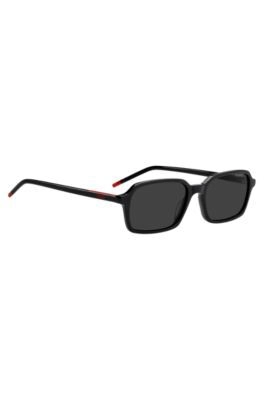 Hugo Black Acetate Sunglasses With Red Trim