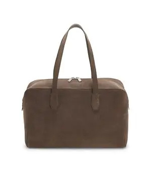 BOSS Suede Duffel Bag With Emed Logo - Khaki