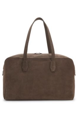 BOSS Suede Duffel Bag With Emed Logo