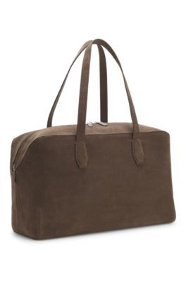 BOSS Suede Duffel Bag With Emed Logo