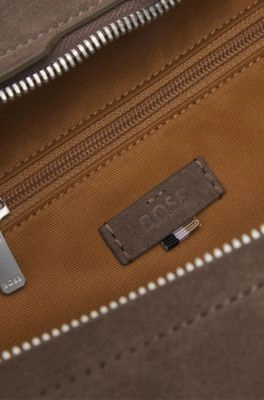 BOSS Suede Duffel Bag With Emed Logo