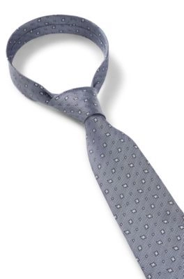 BOSS One Patterned Silk-jacquard Tie - Light Blue