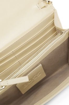 BOSS Leather Clutch Bag With Double B Monogram Hardware