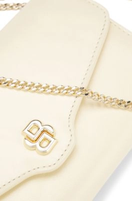 BOSS Leather Clutch Bag With Double B Monogram Hardware