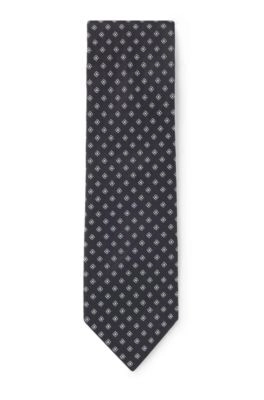BOSS One Patterned Silk-jacquard Tie - Dark Blue